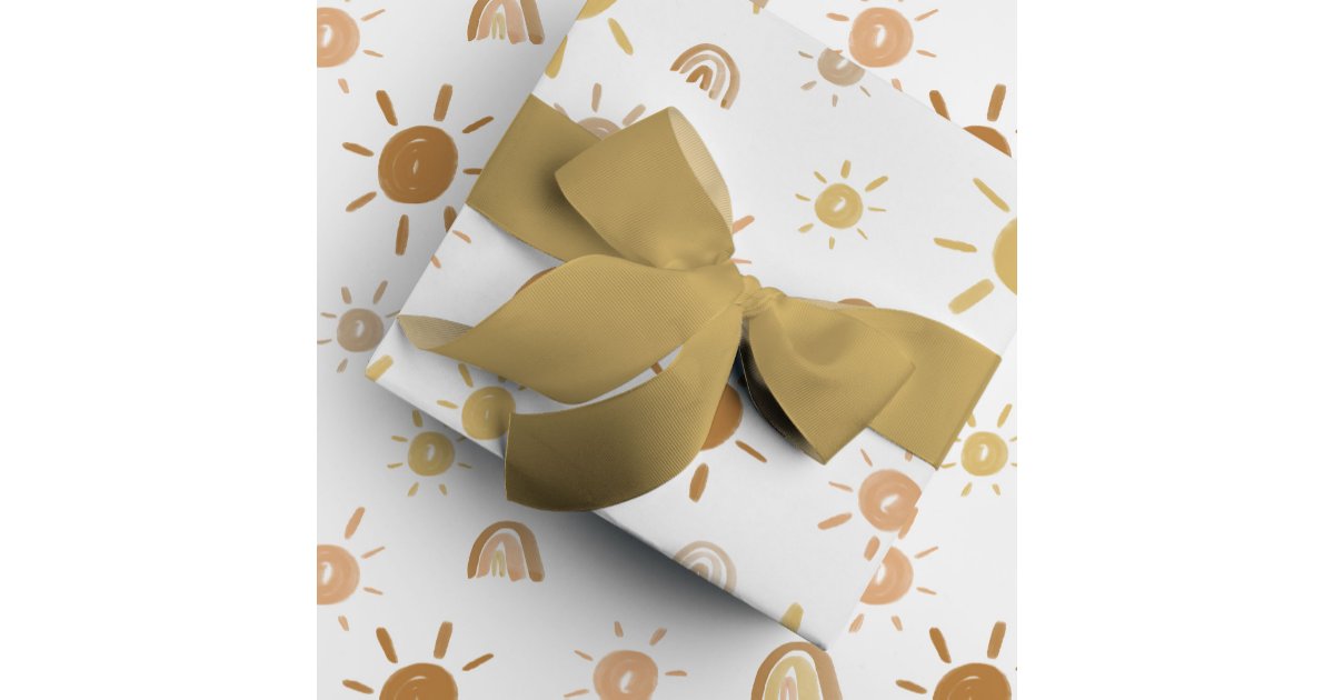 Bohemian Sunshine and Rainbows in Yellow Wrapping Paper | Zazzle