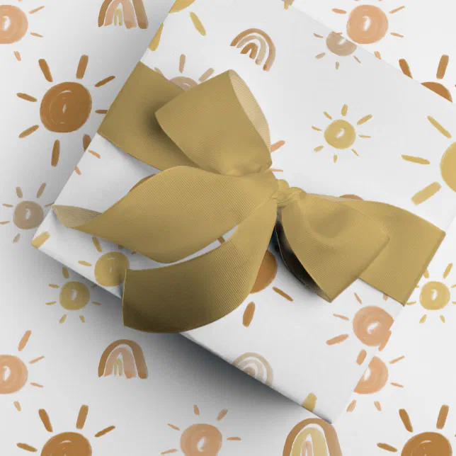 Bohemian Sunshine and Rainbows in Yellow Wrapping Paper | Zazzle