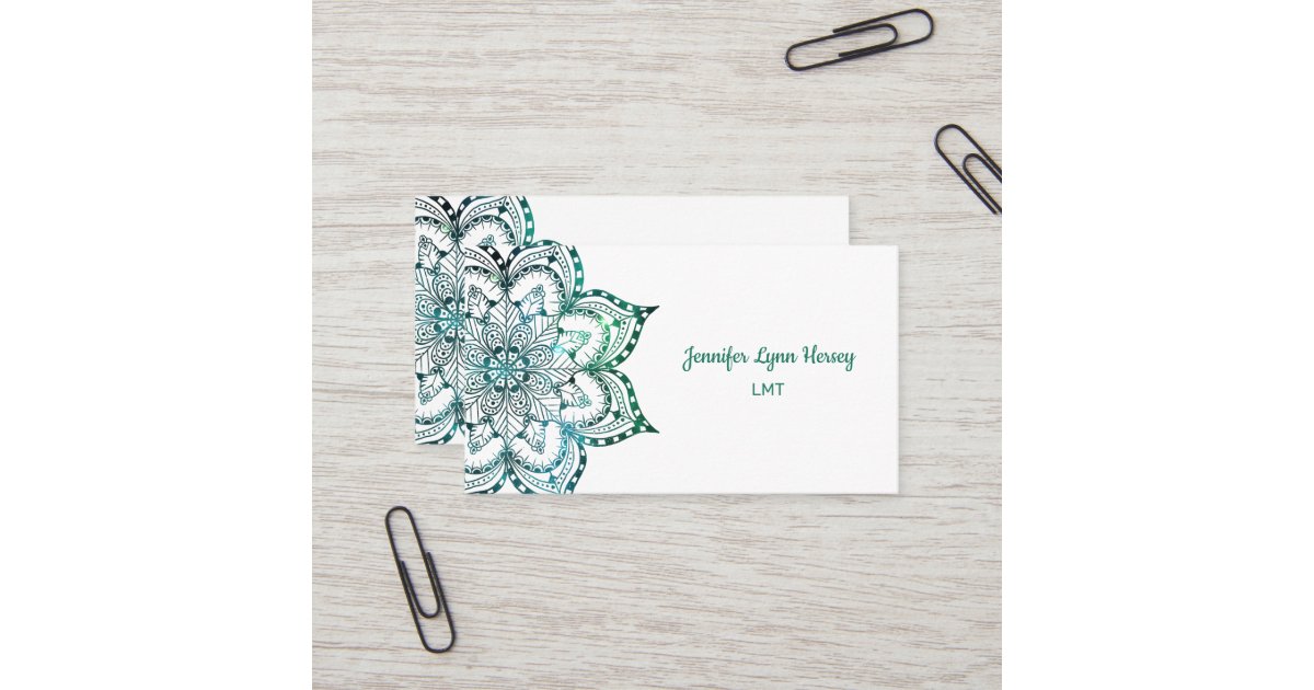 Bohemian Teal Mandala LMT Business Card | Zazzle