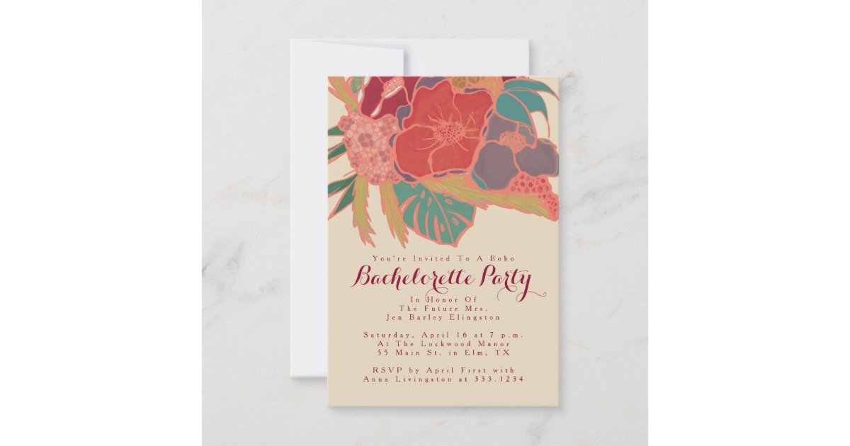 Bohemian Themed Invitation Bachelorette Party | Zazzle