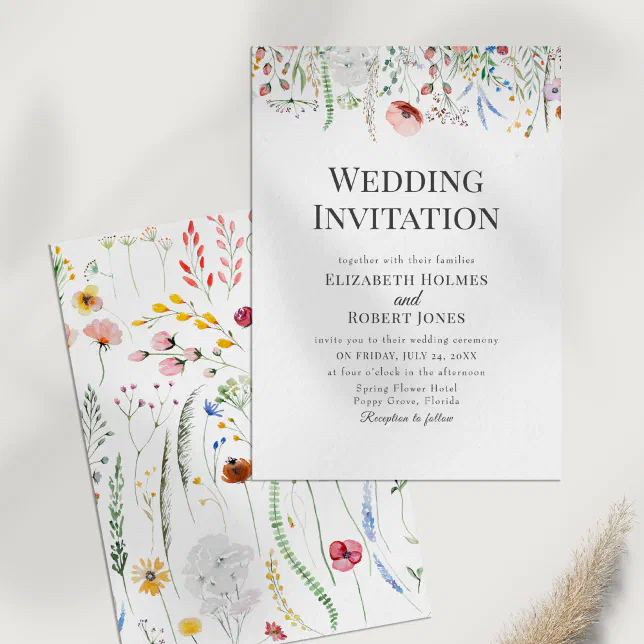 Bohemian Watercolor Wildflower Wedding Invite | Zazzle