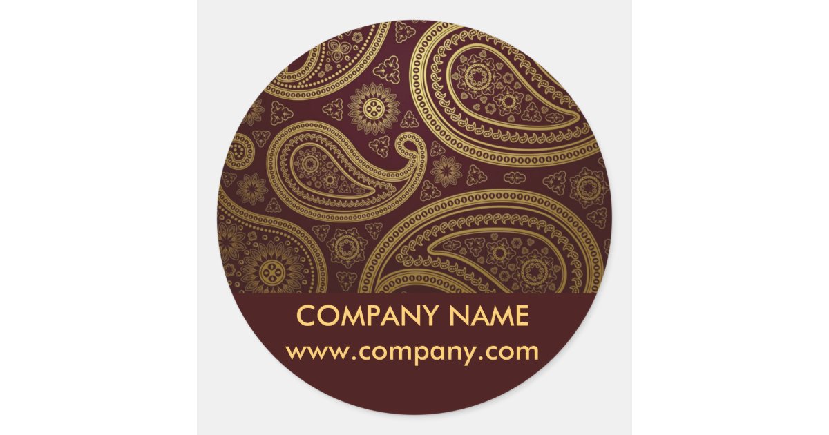 Bohemian Western Country Gold burgundy paisley Classic Round Sticker ...