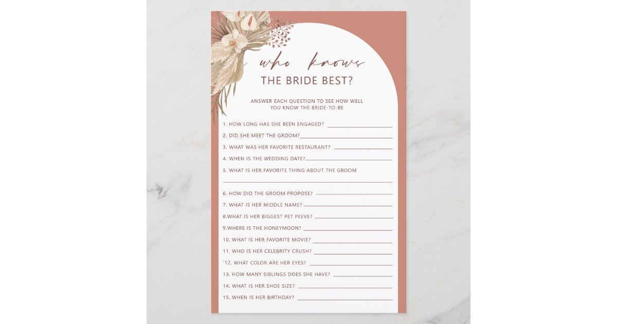 Bohemian who knows the bride best game | Zazzle