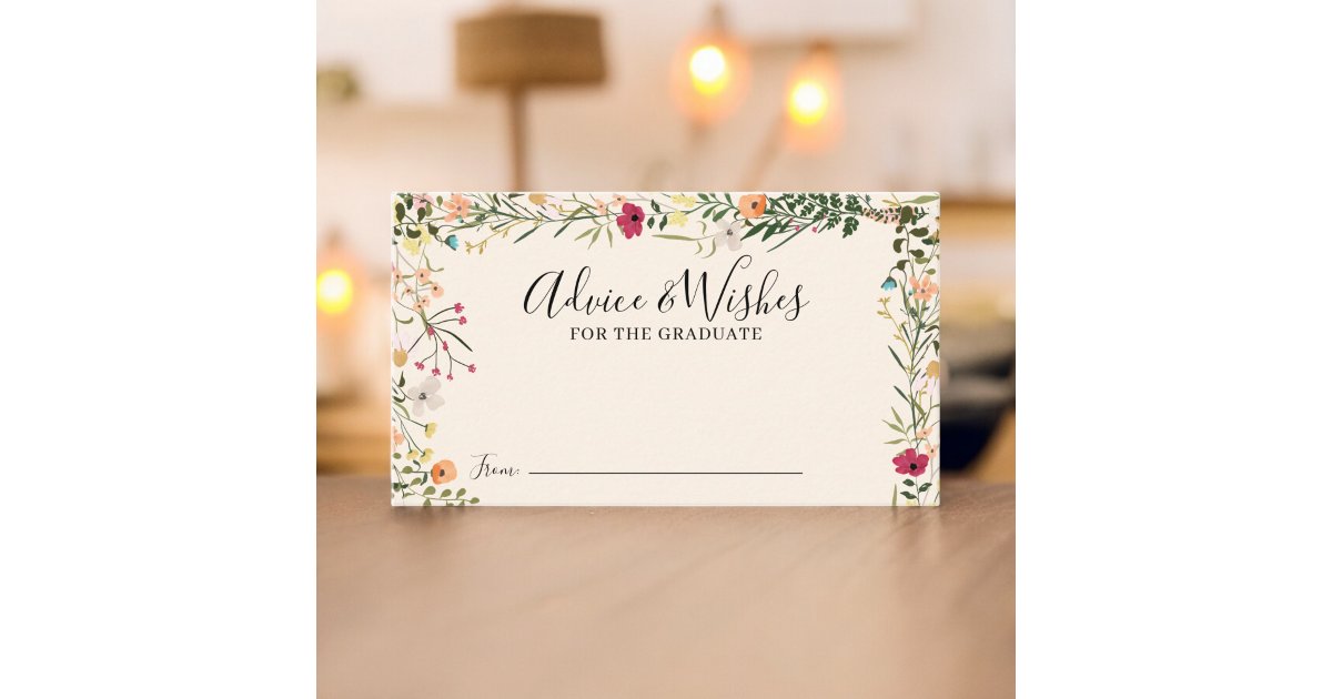 Bohemian wildflowers advice wishes graduation enclosure card | Zazzle