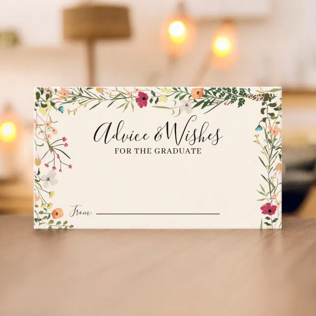Bohemian wildflowers advice wishes graduation enclosure card | Zazzle