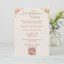 Bohemian With QR Code For Reception Party Invitation | Zazzle