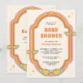 Boho 70s Retro Colorful Groovy Frame Baby Shower Invitation | Zazzle