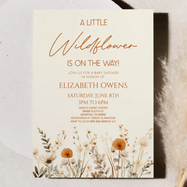 Boho A Little Wildflower Wild Flower Baby Shower Invitation | Zazzle