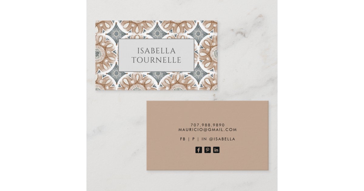 Boho Abstract Brown Gray Calling Card | Zazzle