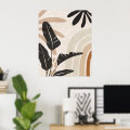 Boho Abstract Earth Tone Leaves and Rainbow Poster | Zazzle