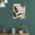 Boho Abstract Earth Tone Leaves and Rainbow Poster | Zazzle