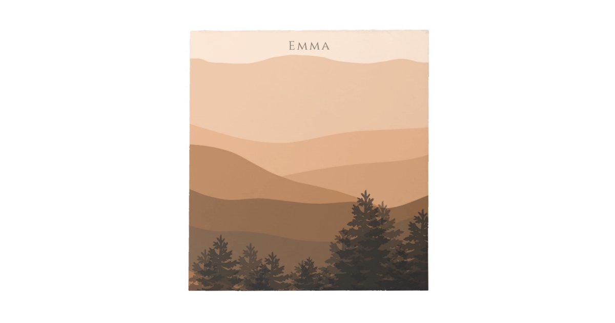 Boho Abstract Landscape Mountains Personalized Notepad | Zazzle