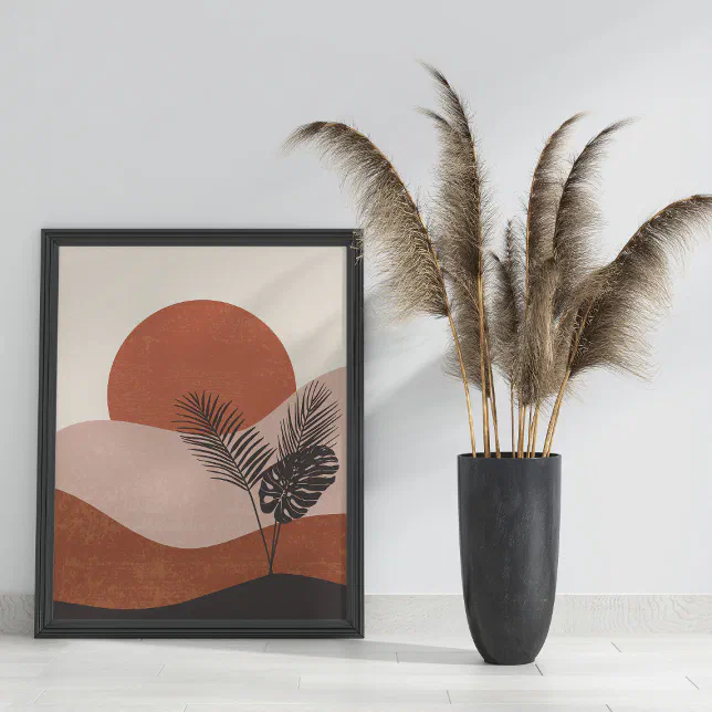 Boho Abstract Landscape Sunset Poster | Zazzle