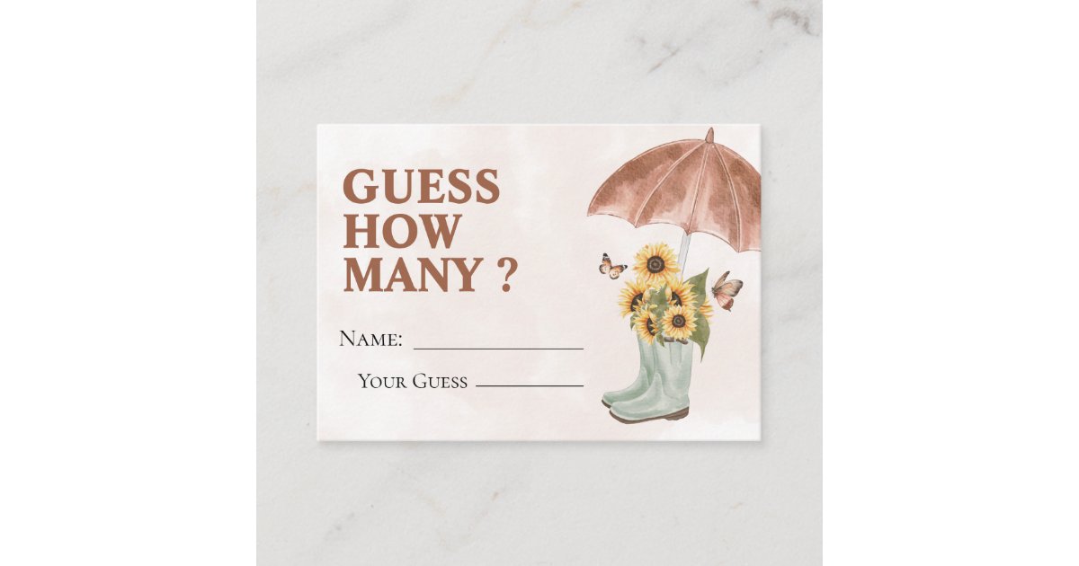 Boho April Showers Guess How Many Game Card | Zazzle