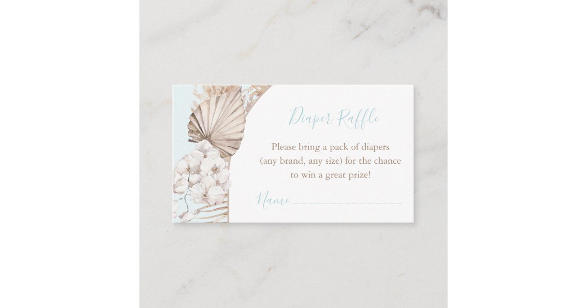 Boho Arch Dried Palm Boy Baby Shower Diaper Raffle Enclosure Card | Zazzle
