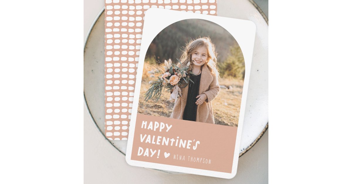 Boho Arch Photo Valentine's Day Holiday Card | Zazzle