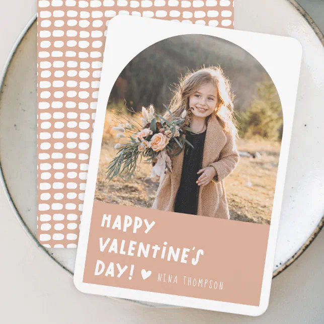 Boho Arch Photo Valentine's Day Holiday Card | Zazzle