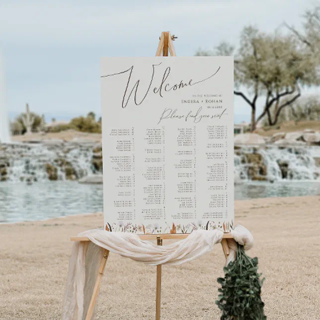 Boho Autumn | Beige Alphabetical Seating Chart Foam Board | Zazzle