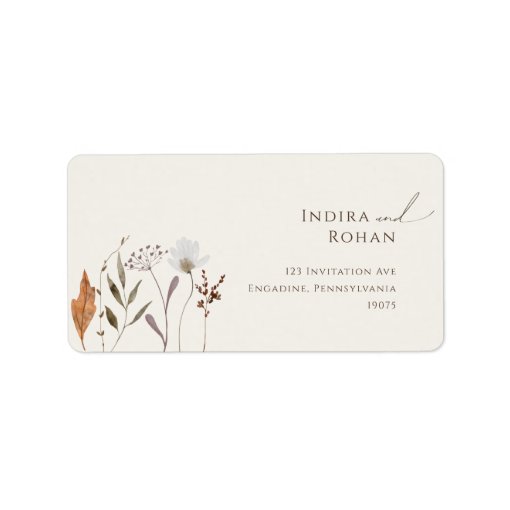 Boho Autumn | Beige Wedding RSVP Return Address Label | Zazzle
