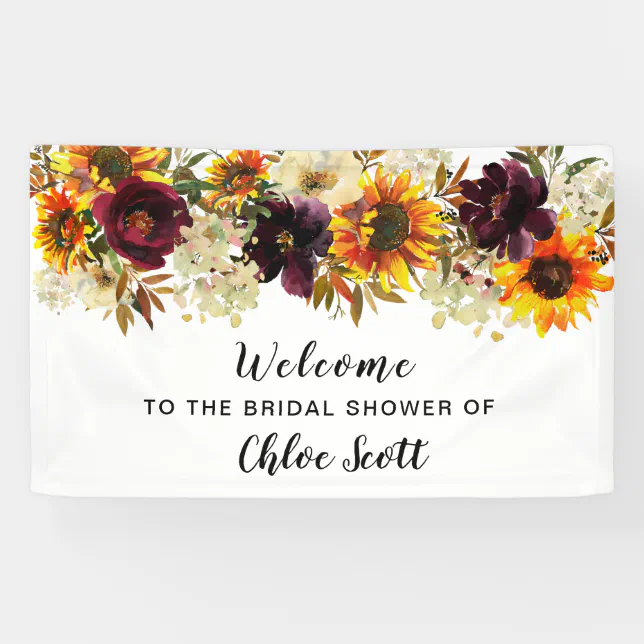 Boho Autumn Floral Bridal Shower Welcome Banner | Zazzle