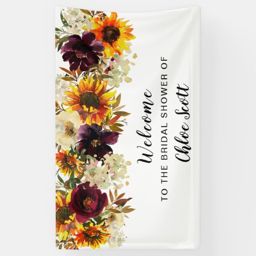 Boho Autumn Floral Bridal Shower Welcome Banner | Zazzle