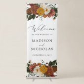 Boho Autumn Floral Wedding Welcome Retractable Banner | Zazzle