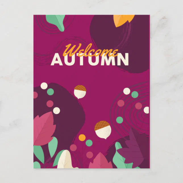 Boho Autumn Season with Leaves Holiday Postcard | Zazzle