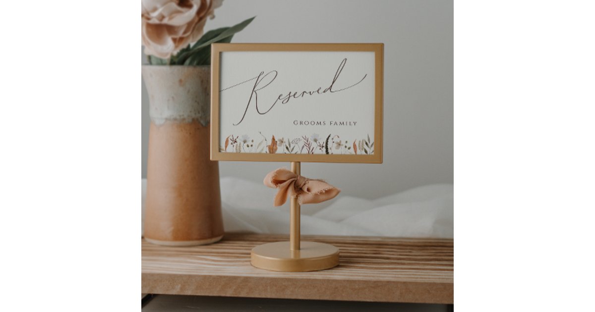 Boho Autumn Wildflower | Beige Reserved Sign | Zazzle