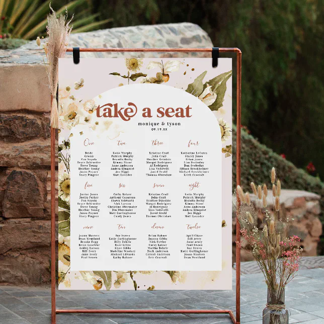 Boho Autumn Wildflower | Botanical Table Seating Foam Board | Zazzle