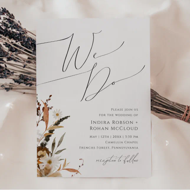 Boho Autumn Wildflower | We Do Wedding Invitation | Zazzle