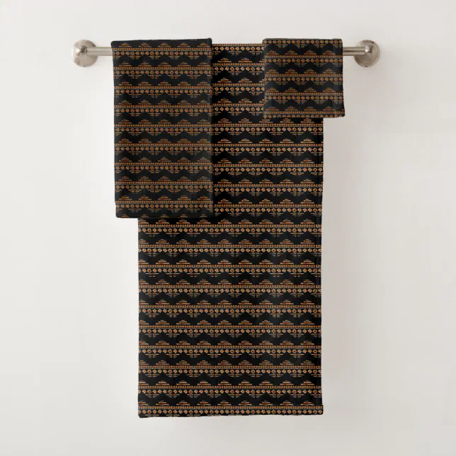 Boho Aztec Tribal Inspired Arrows Brown Black Bath Towel Set | Zazzle