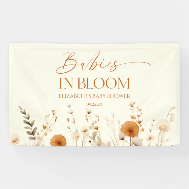 Boho Babies In Bloom Wildflower Twins Baby Shower Banner | Zazzle