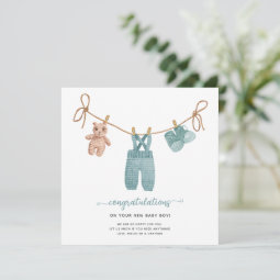 BOHO Baby Clothes Congratulations Card | Zazzle