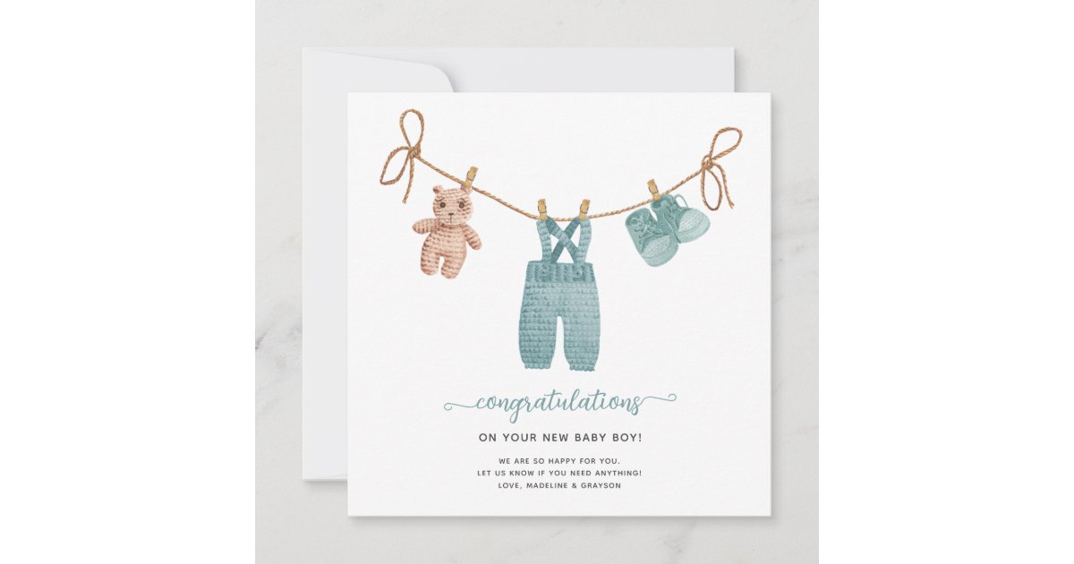 BOHO Baby Clothes Congratulations Card | Zazzle