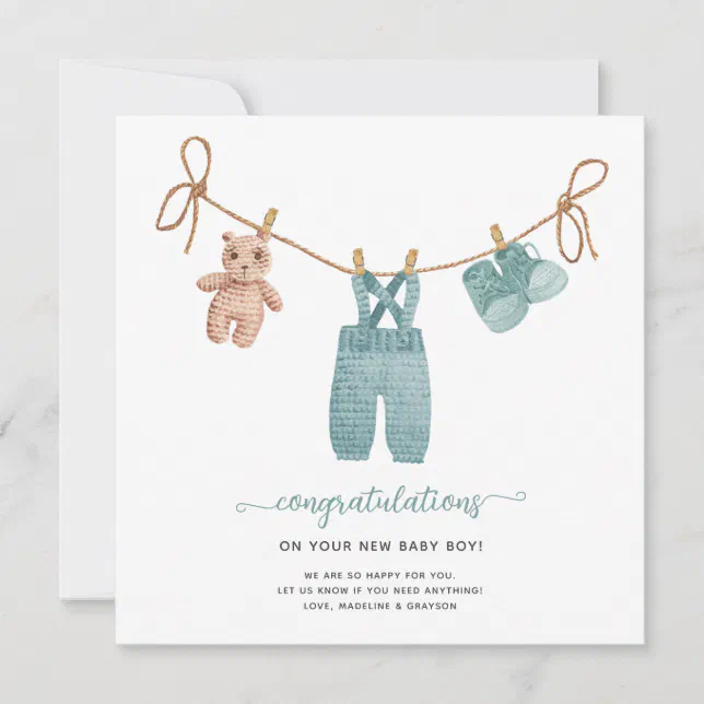 BOHO Baby Clothes Congratulations Card | Zazzle