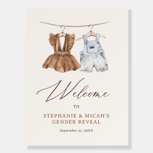 Boho Baby Clothes Gender Reveal Welcome Sign | Zazzle