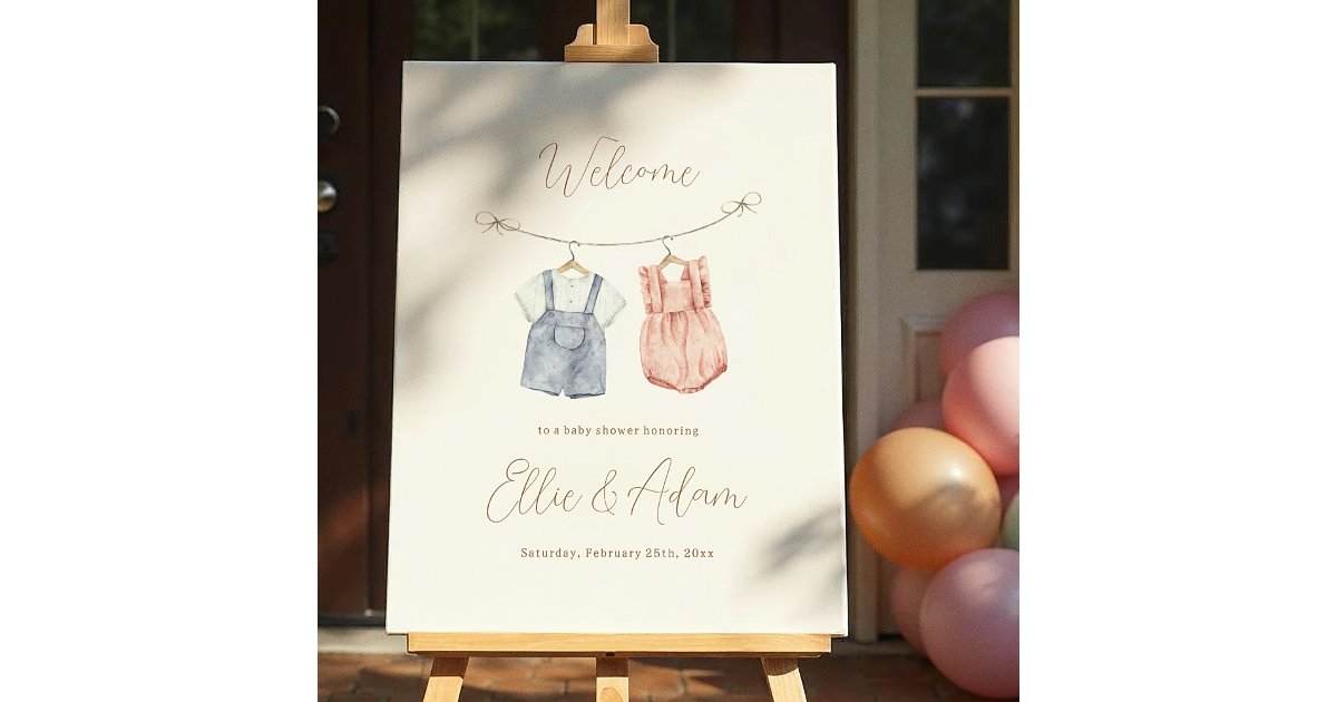 Boho Baby Clothes Gender Reveal Welcome Sign | Zazzle