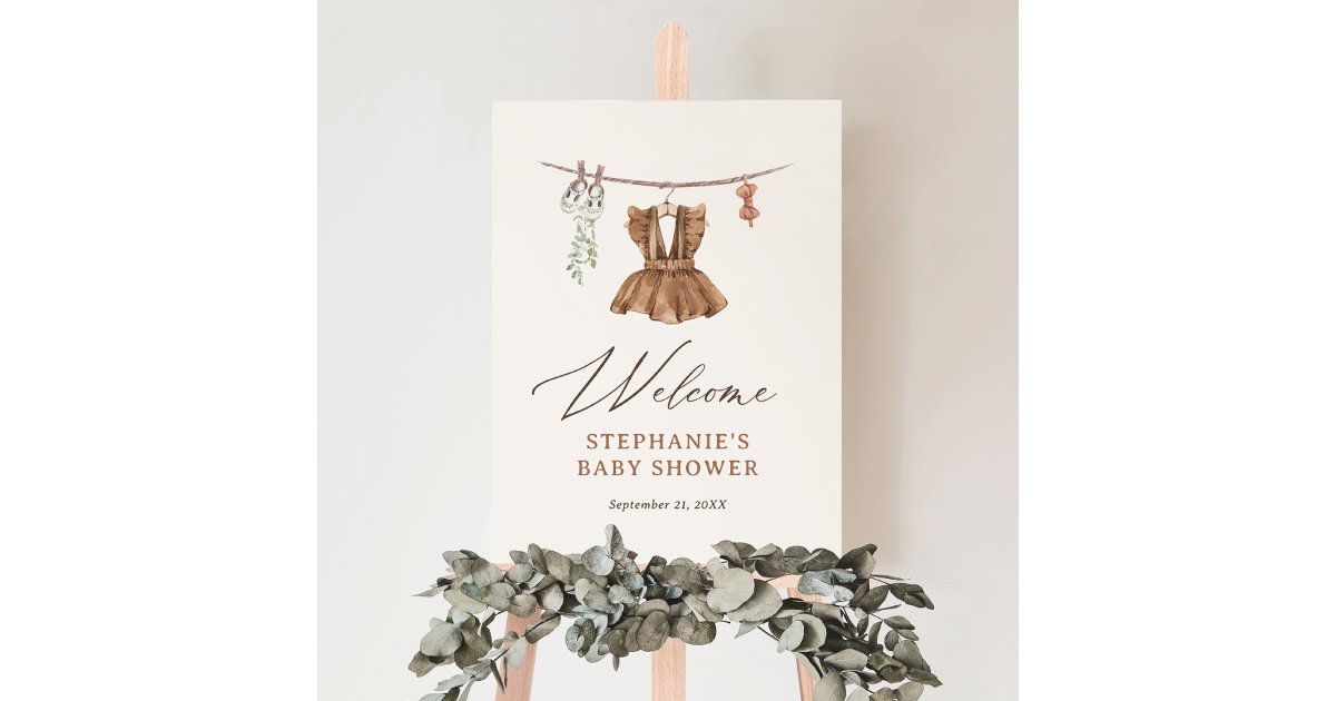 Boho Baby Clothes Girl Baby Shower Welcome Sign | Zazzle