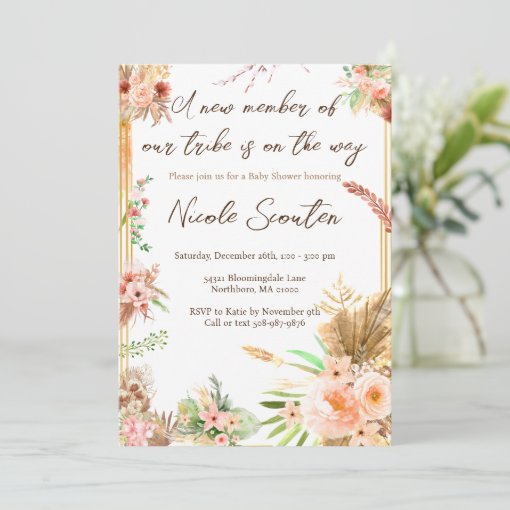 Boho Baby Shower Gender Neutral Invitation | Zazzle