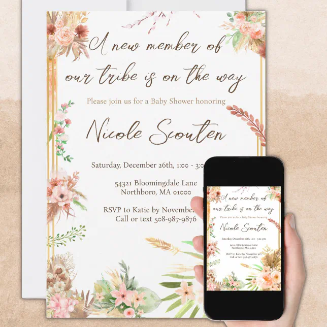 Boho Baby Shower Gender Neutral Invitation | Zazzle