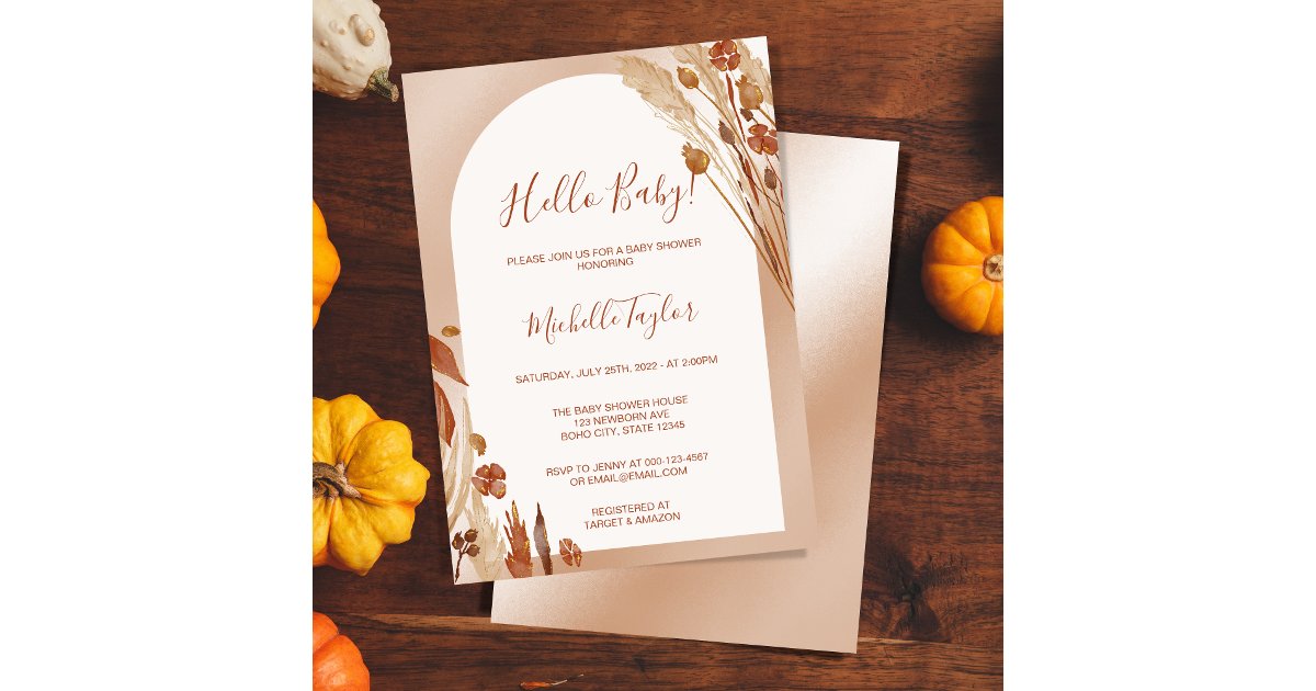 Boho Baby Shower Hello Baby Arch Invitation | Zazzle