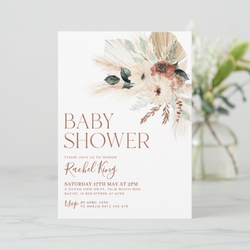Boho Baby Shower Invitation Floral Greenery Rustic | Zazzle