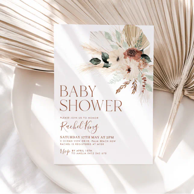Boho Baby Shower Invitation Floral Greenery Rustic | Zazzle