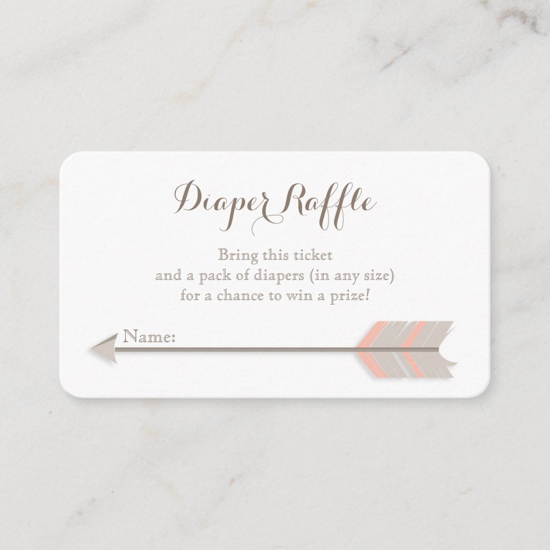 Boho Baby Shower Pink and GreyDiaper Raffle Ticket Enclosure Card | Zazzle