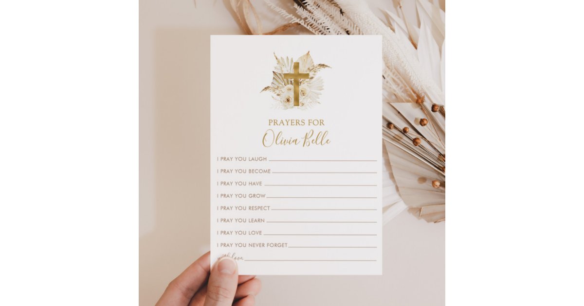 Boho Baptism Prayer Card Prayers for Baby Card | Zazzle
