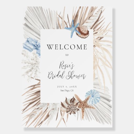Boho Beach Bridal Shower Welcome Foam Board Zazzle
