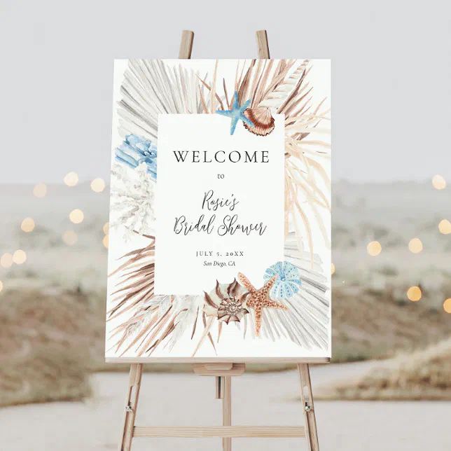 Boho Beach Bridal Shower Welcome Foam Board Zazzle