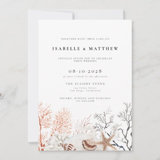 Boho Beach Coral Reef Wedding Invitation | Zazzle