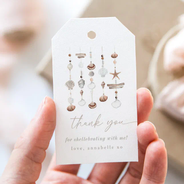 Boho Beach Shell Baby Shower Gift Tags | Zazzle