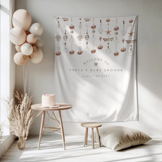 Boho Beach Shell Welcome Sign Tapestry | Zazzle